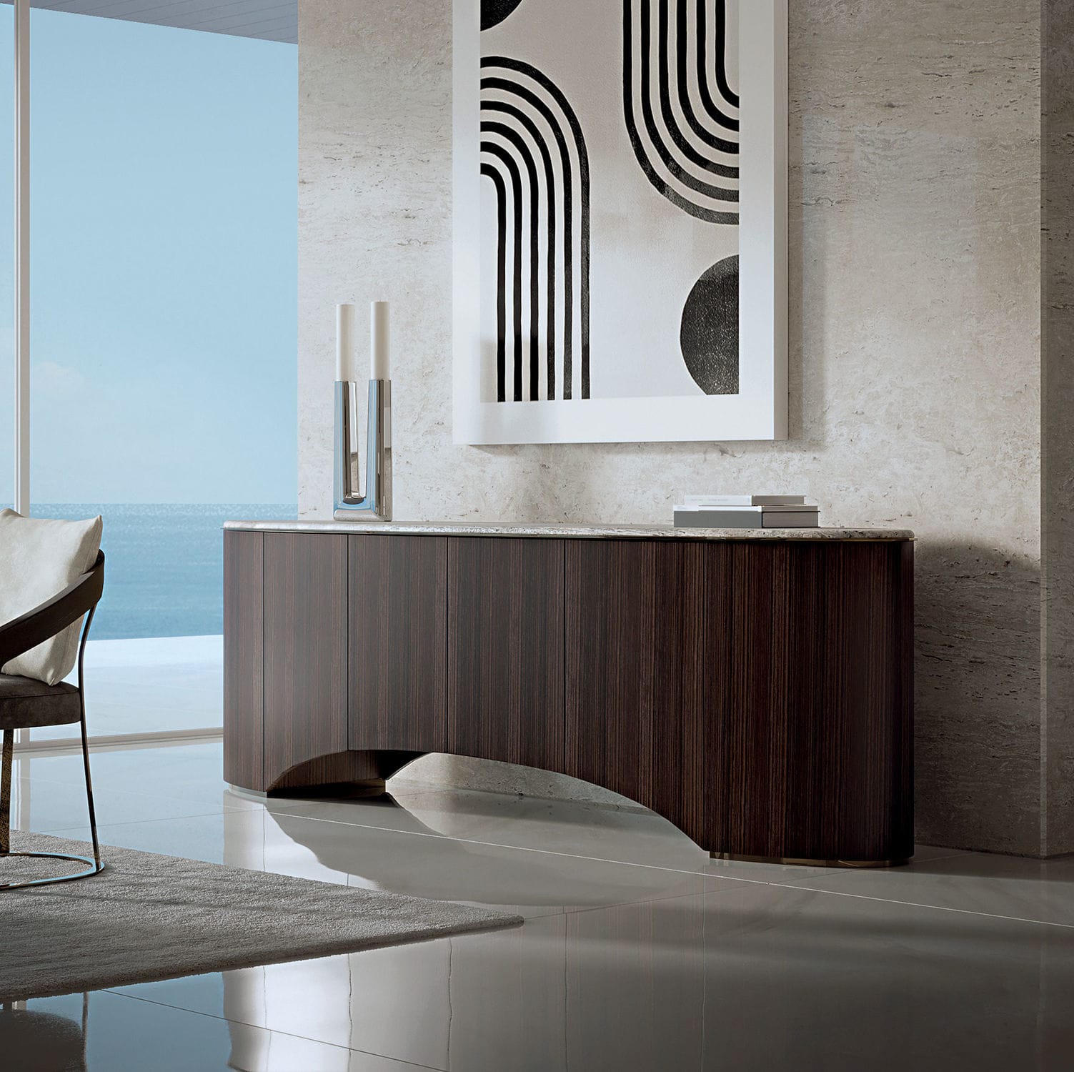 Contemporary sideboard - CAMELIA - LONGHI S.p.a. - eucalyptus / metal ...