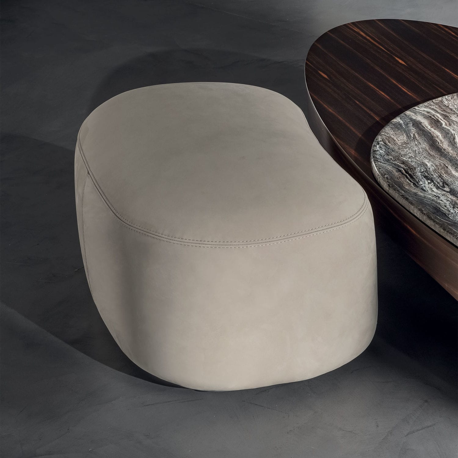 Contemporary pouf - GREGG - LONGHI S.p.a. - fabric / leather / other shapes
