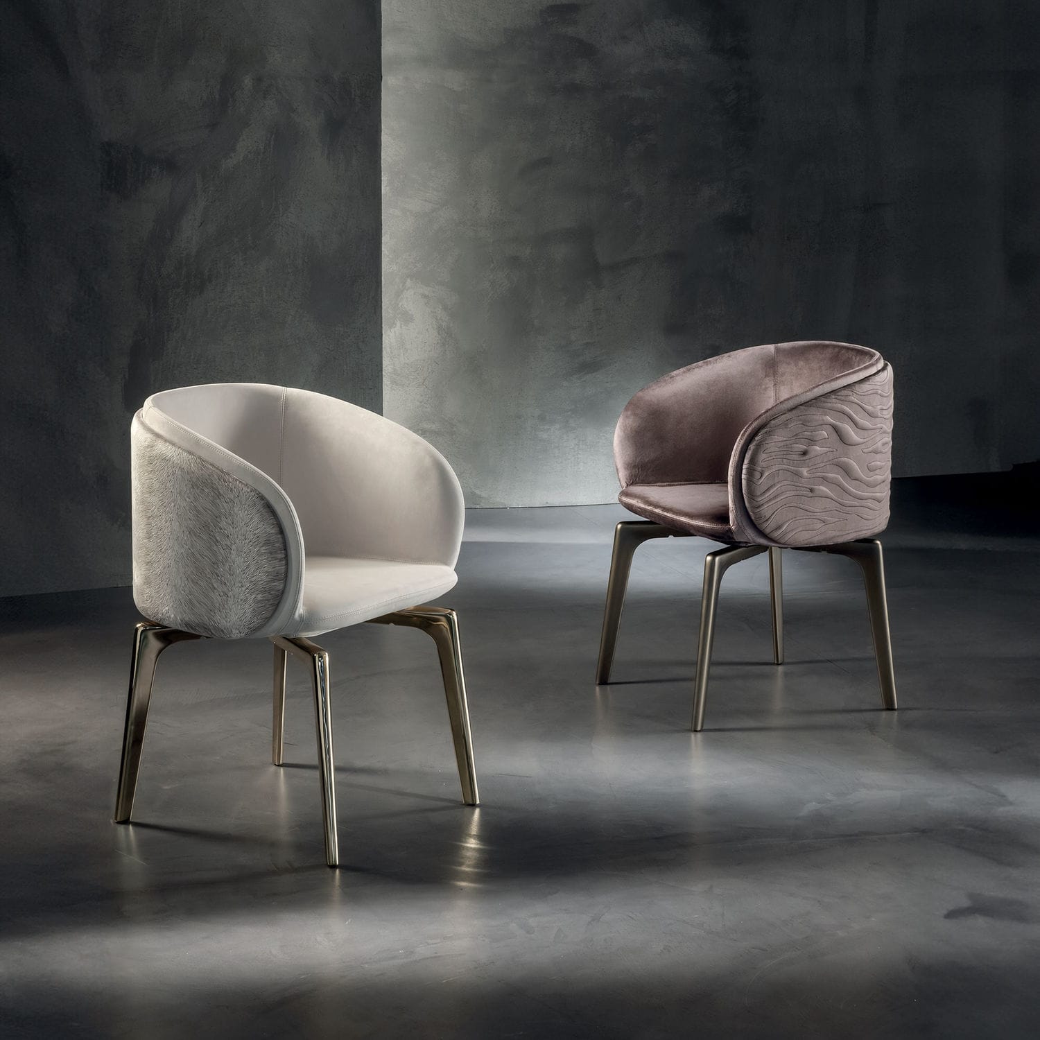 Contemporary chair - BLOSSOM - LONGHI S.p.a. - indoor / fabric / leather
