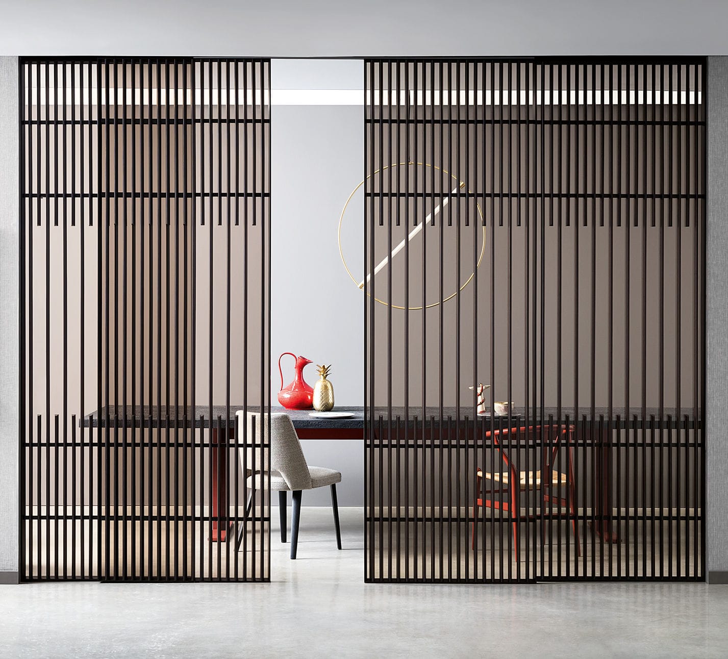 Interior door - KOAN - Lualdi - wooden / glass / aluminum