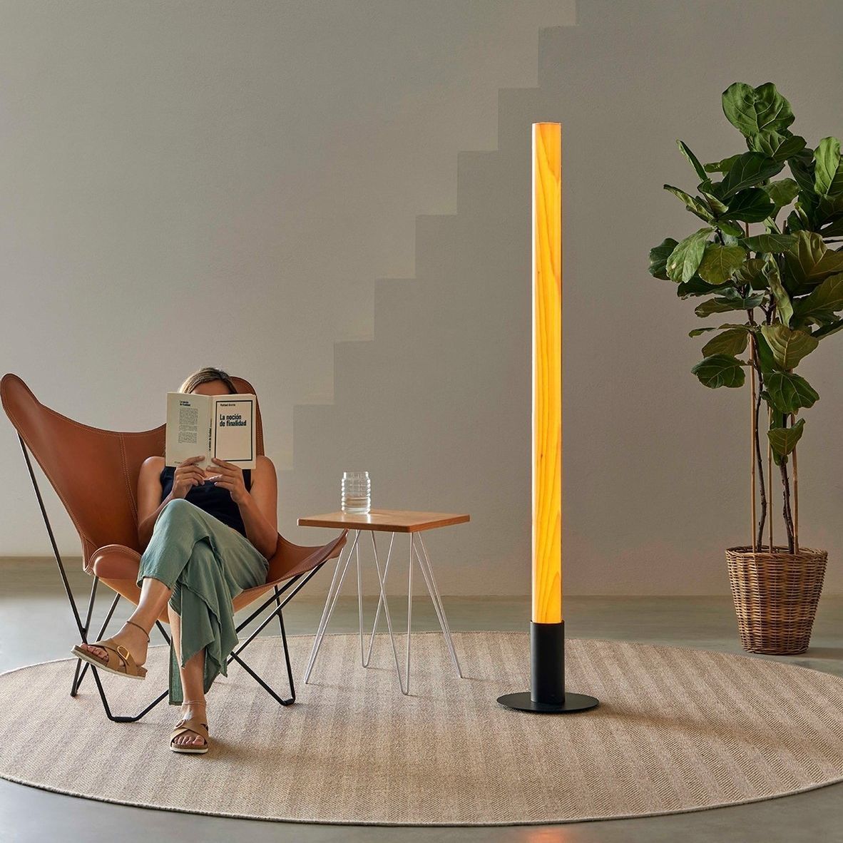 Contemporary light column - ESTELA - Lzf-Lamps - blown glass / wood ...