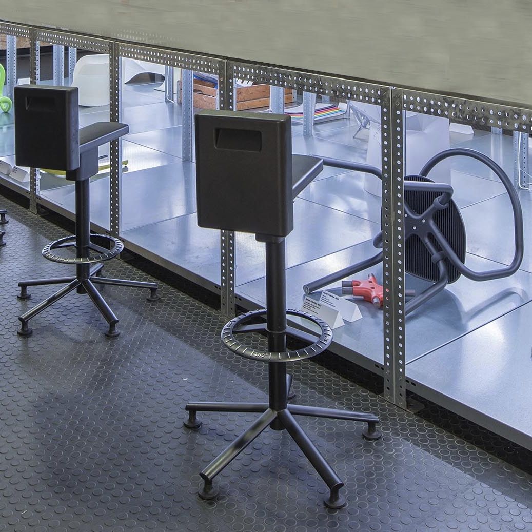 Contemporary task stool - 360° - MAGIS - polyurethane / steel base ...