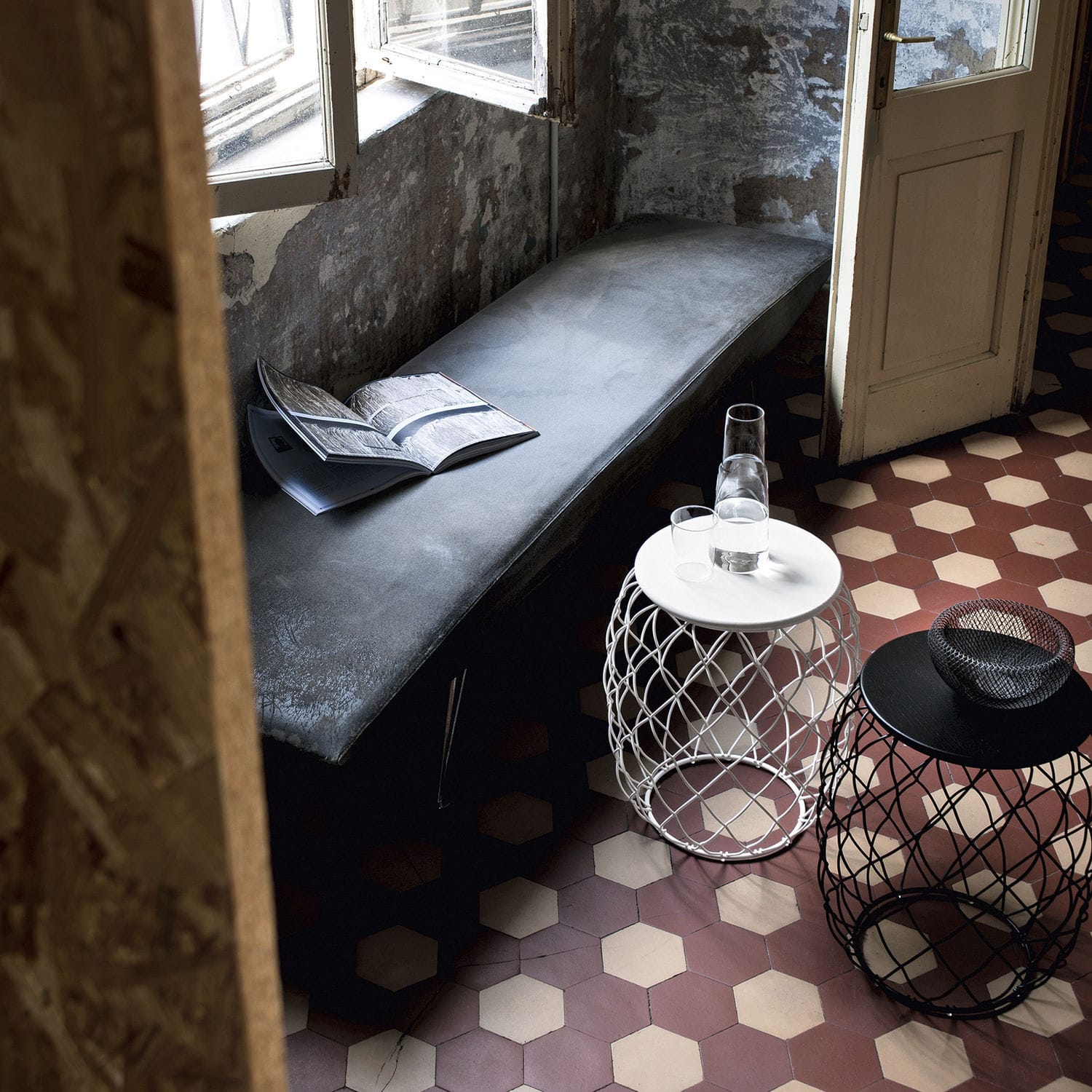 Contemporary side table - Piña - MAGIS - ash / HPL / steel base