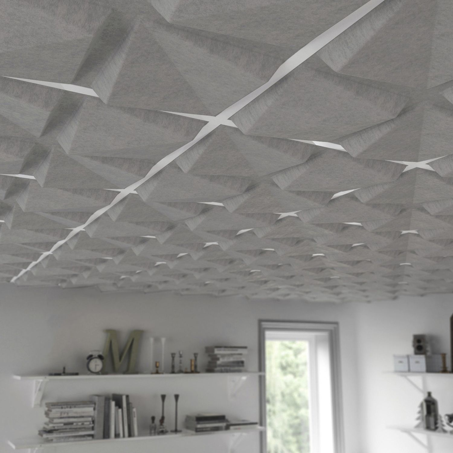 PET suspended ceiling - Quad FeltForms - MIO - recycled plastic / tile ...