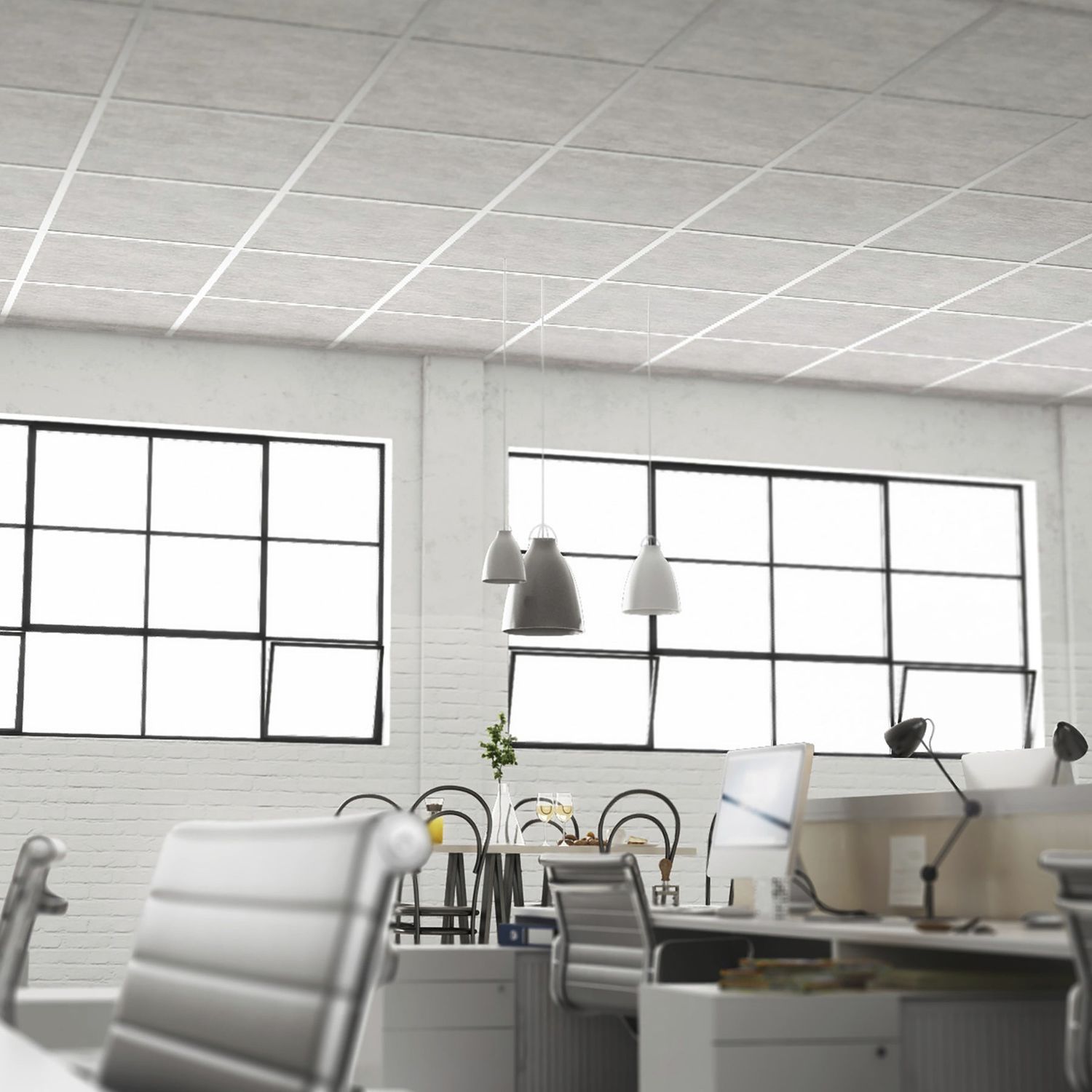 PET suspended ceiling - Edge FeltForms - MIO - recycled plastic / tile ...