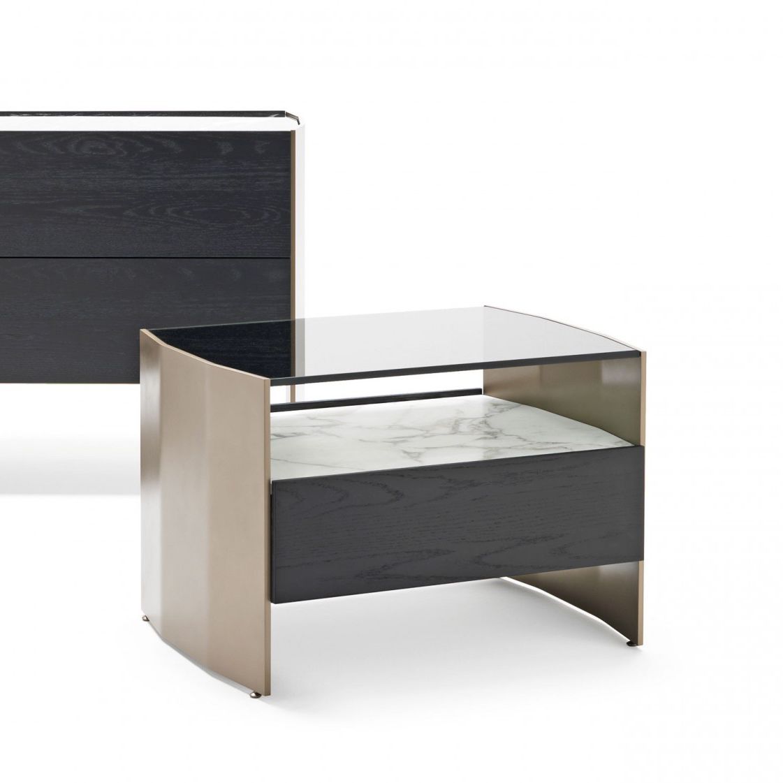 Contemporary bedside table - MILVIAN - MisuraEmme SpA - wooden / glass ...