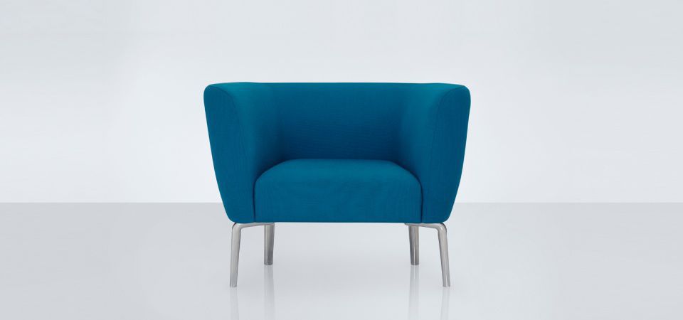 Contemporary armchair - APRIL - Modus - fabric / oak / commercial