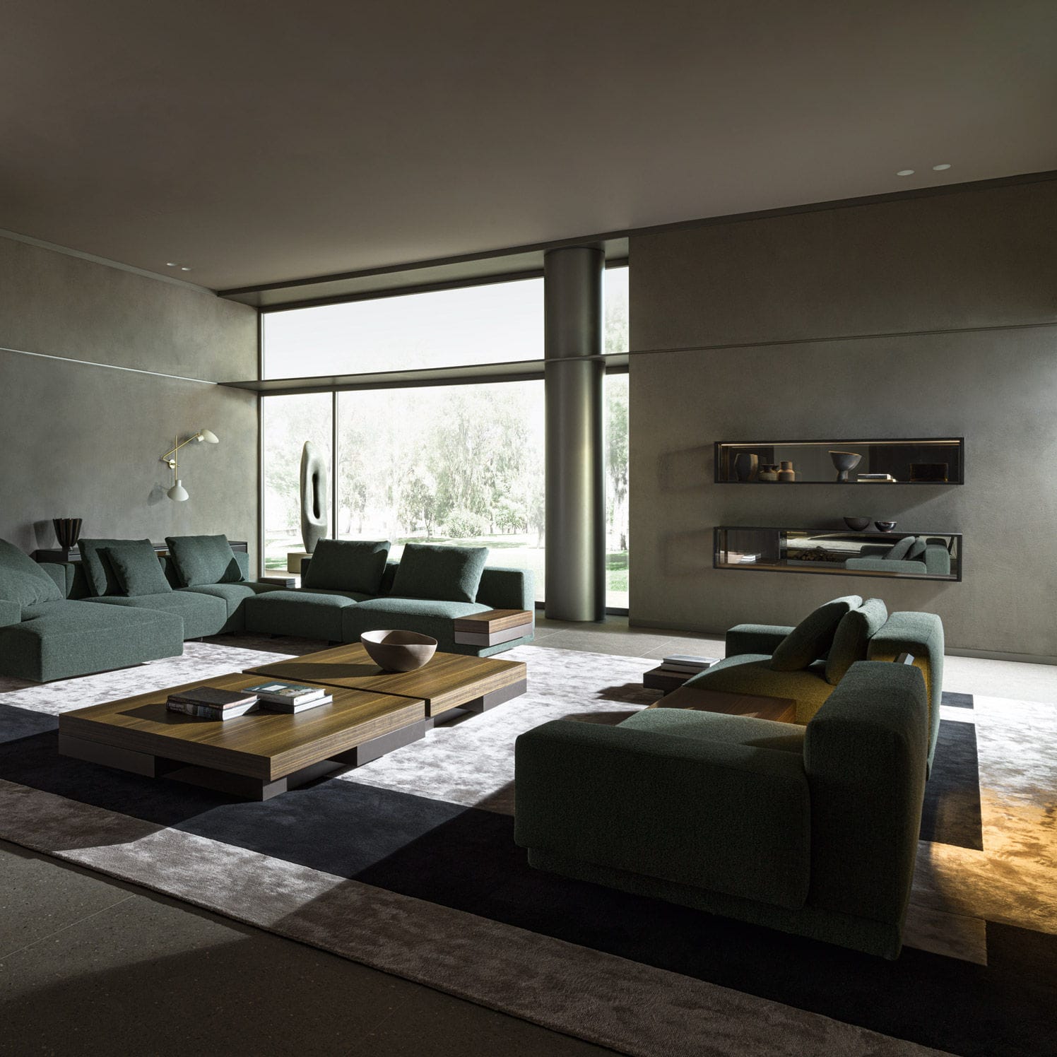 Contemporary rug - DEDALO - Molteni&C - geometric / wool / Tencel®