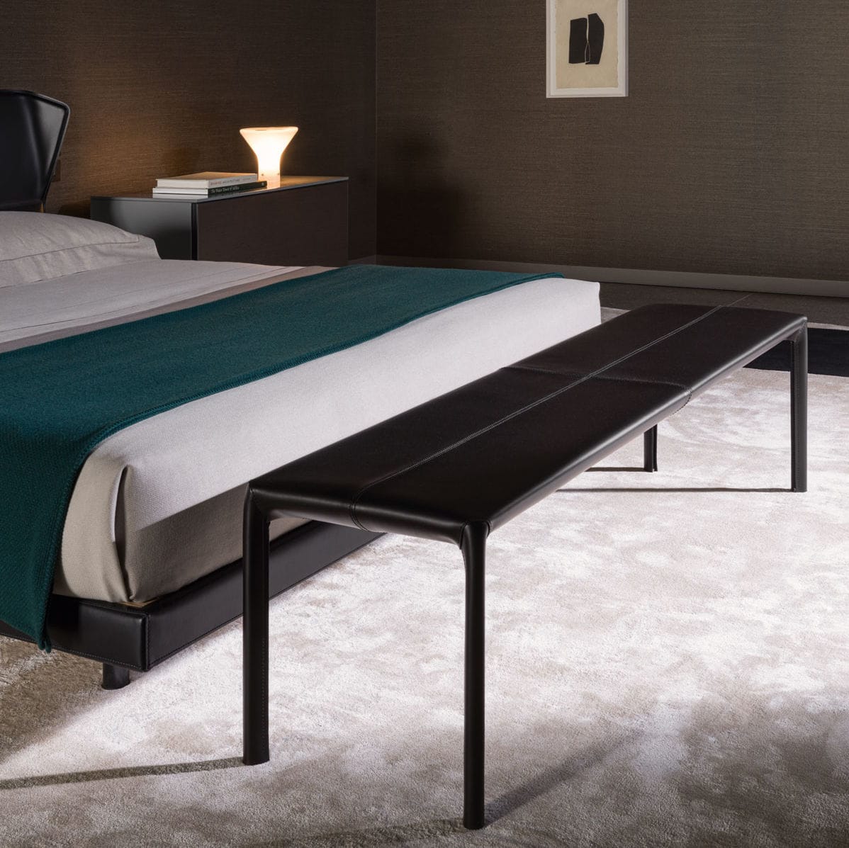 Contemporary bed bench - AZUL - Molteni&C - leather / thermo-lacquered ...