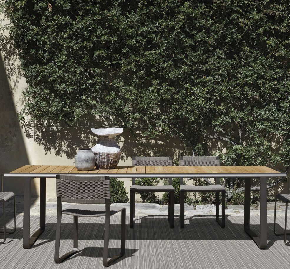 Contemporary dining table - GOLDEN GATE - Molteni&C - teak / lava stone ...