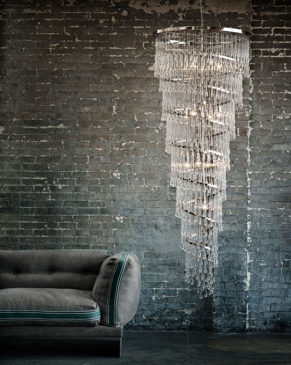Contemporary chandelier - LIGHT DRIZZLE : SPIRAL - OCHRE - glass ...