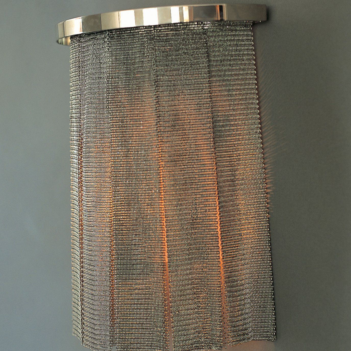 Contemporary wall light - CHAINMAIL - OCHRE - indoor / nickel / leather