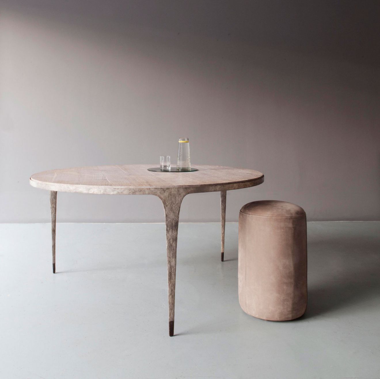 Contemporary dining table - WHIPPET - OCHRE - wooden / bronze / rectangular