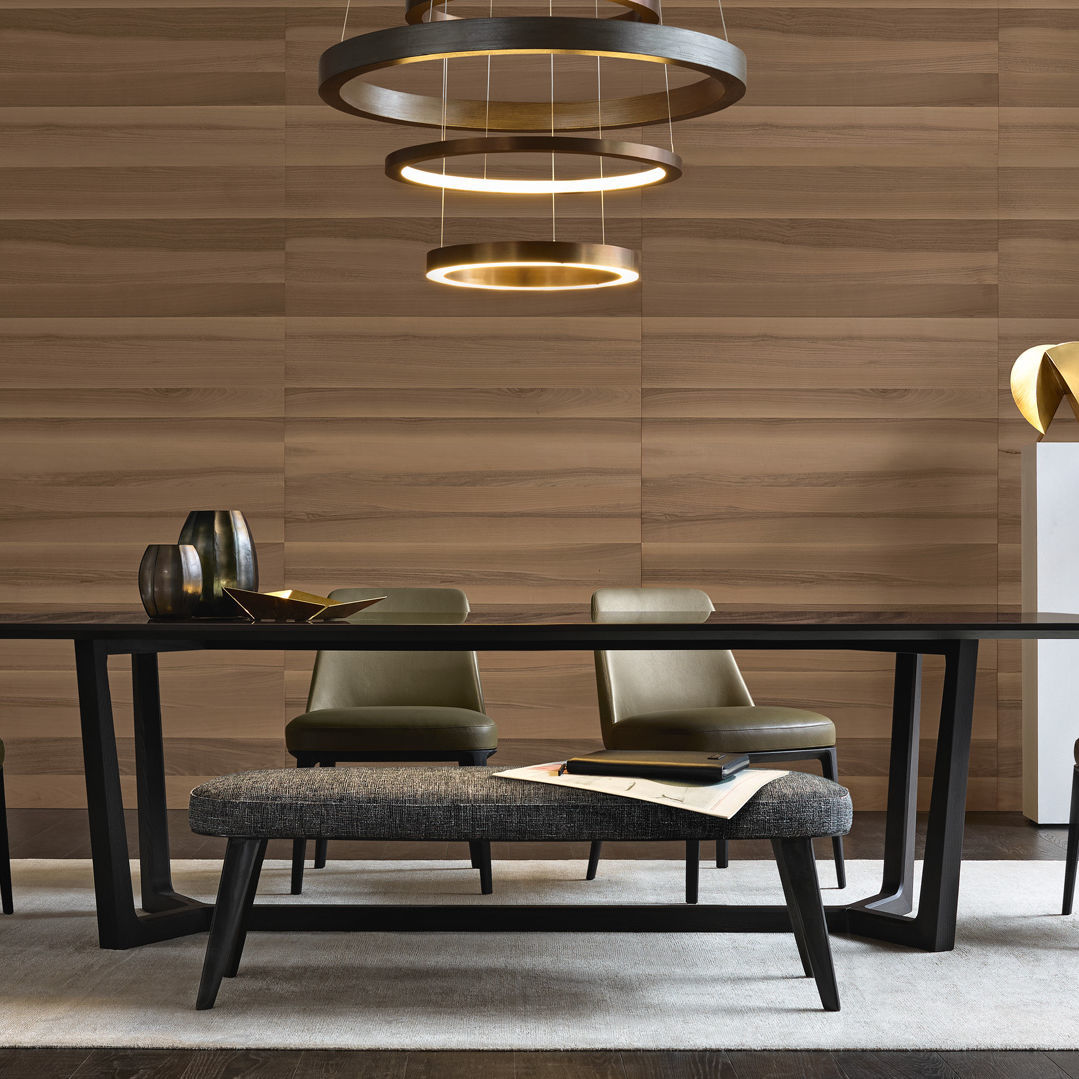 Contemporary upholstered bench - JANE - Poliform - fabric / leather ...