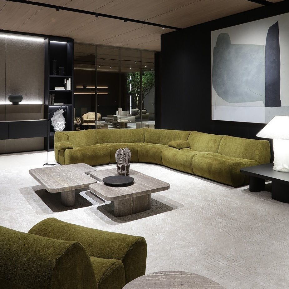 Contemporary coffee table - ERNEST - Poliform - elm / marble / granite