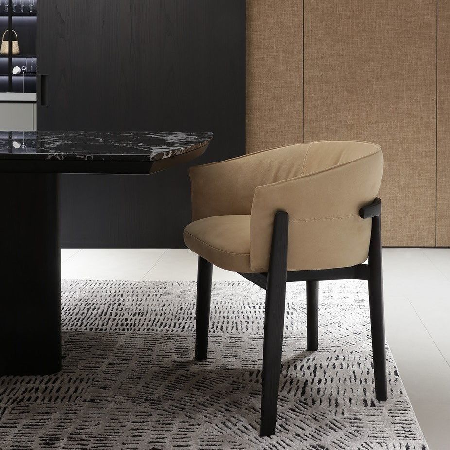 Contemporary chair - LEOPOLD - Poliform - fabric / wooden base ...