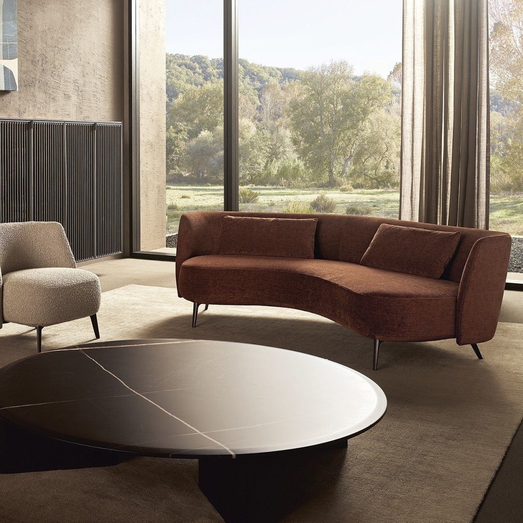 Contemporary sofa - SUNDAY - Poliform - fabric / leather / with ...