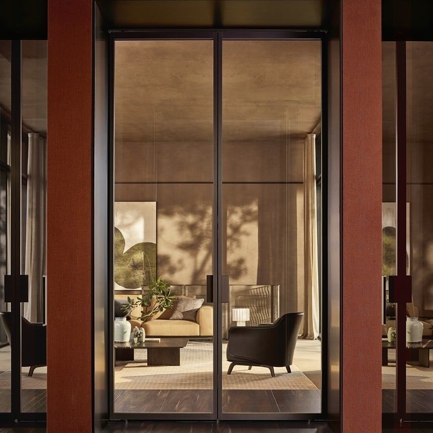 Interior door - PIVOT - Poliform - oak / elm / glass