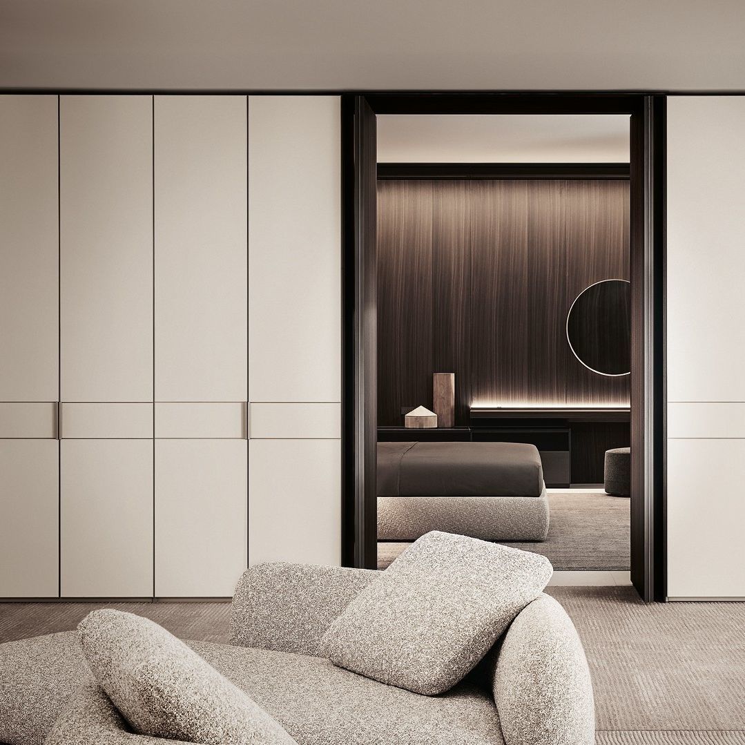 Interior door - PIVOT - Poliform - aluminum / glass / oak