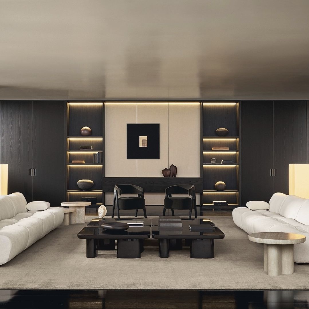 Contemporary living room wall unit - SYSTEM - Poliform - lacquered wood ...