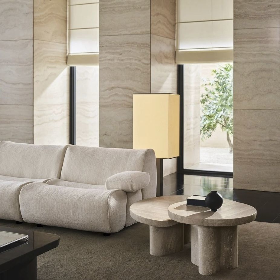 Contemporary coffee table - ERNEST - Poliform - elm / marble / granite