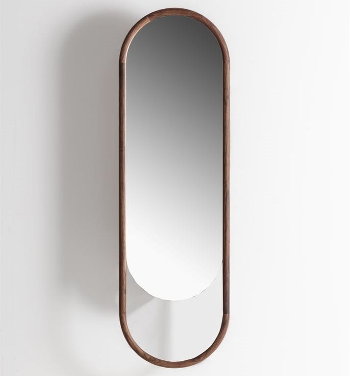 Wall-mounted mirror - Backstage - Porada - contemporary / oval / walnut