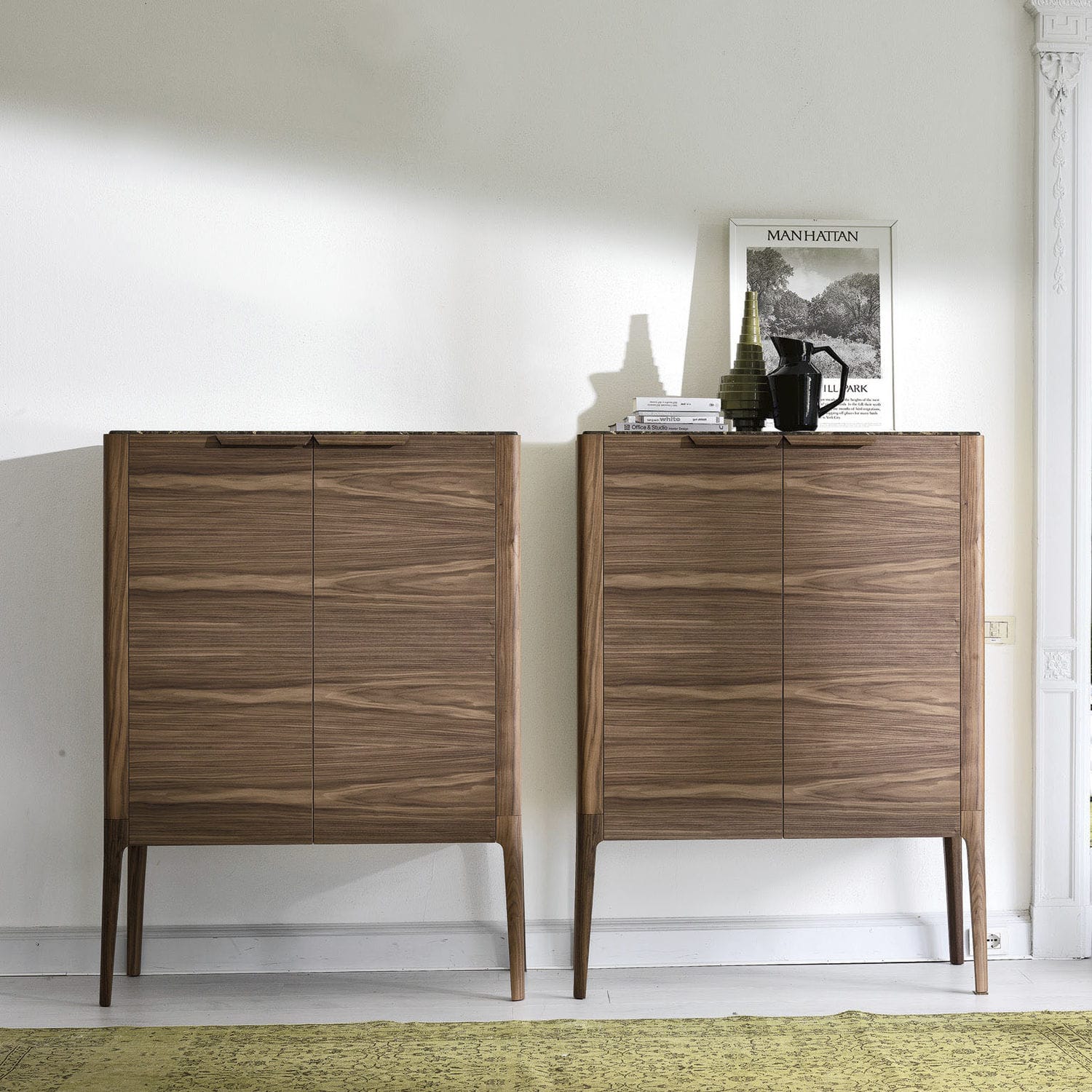 High sideboard - ATLANTE - Porada - contemporary / walnut / ash