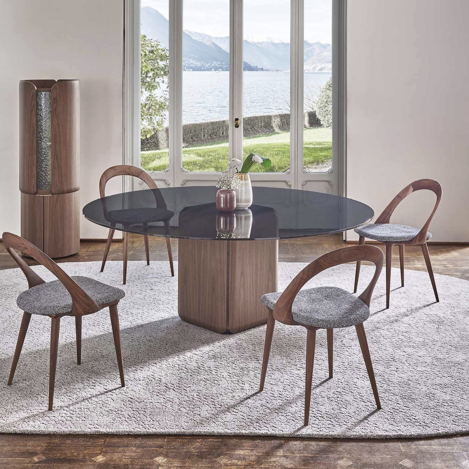 Contemporary dining table - BAY - Porada - wooden / glass / marble