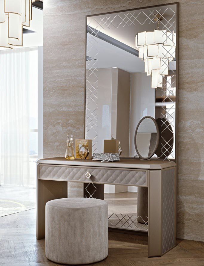 Traditional dressing table - BELLAGIO - SCIC - lacquered glass / 1-seat