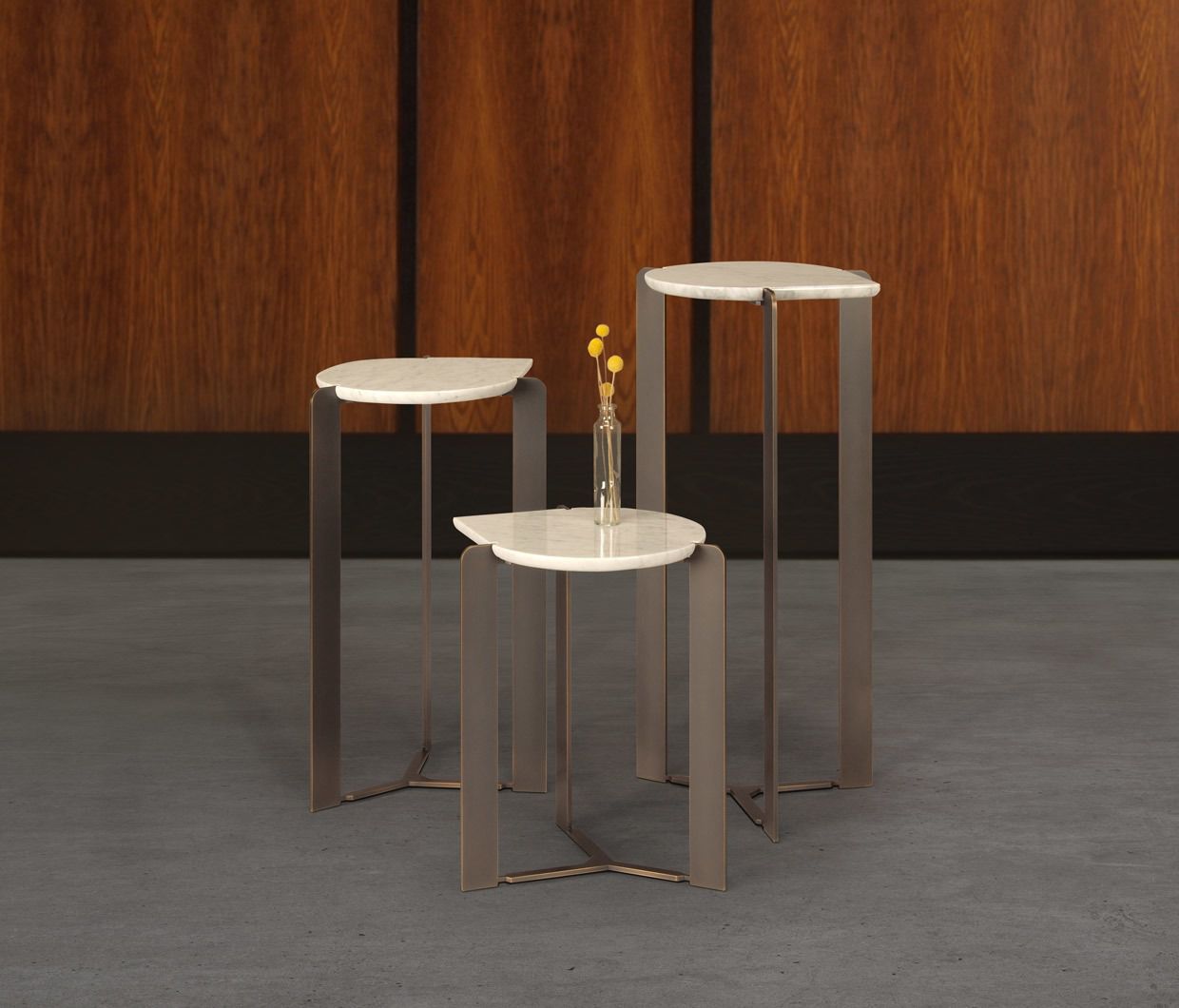 Contemporary side table - DROP - Skram Furniture - marble / metal base ...