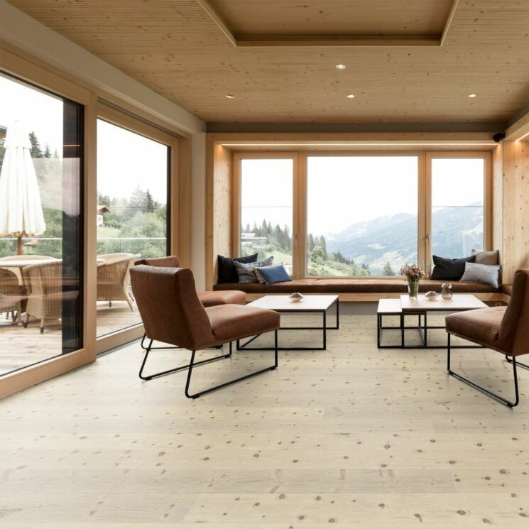 Engineered parquet floor - STONE WHITE - Admonter - pine / chevron ...