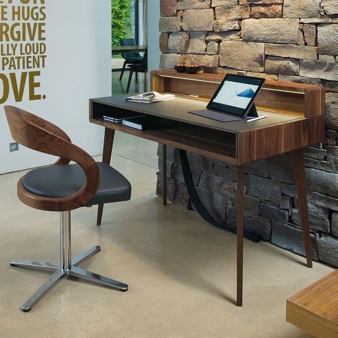 Contemporary secretary desk - SOL - TEAM 7 - oak / walnut / beech