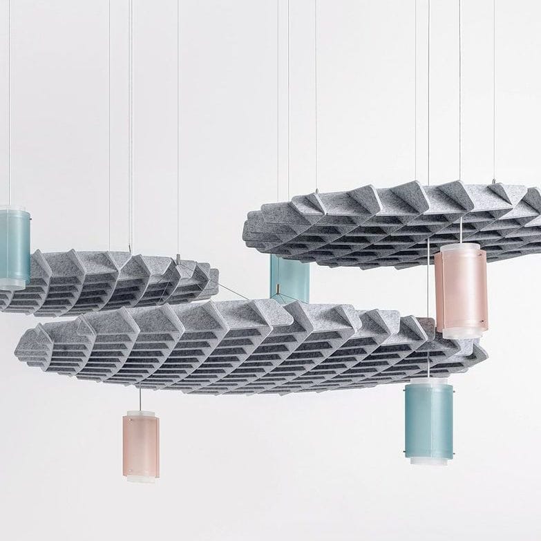 Felt acoustic baffle - Clario Cloud - 3Form - suspended / ceiling / round