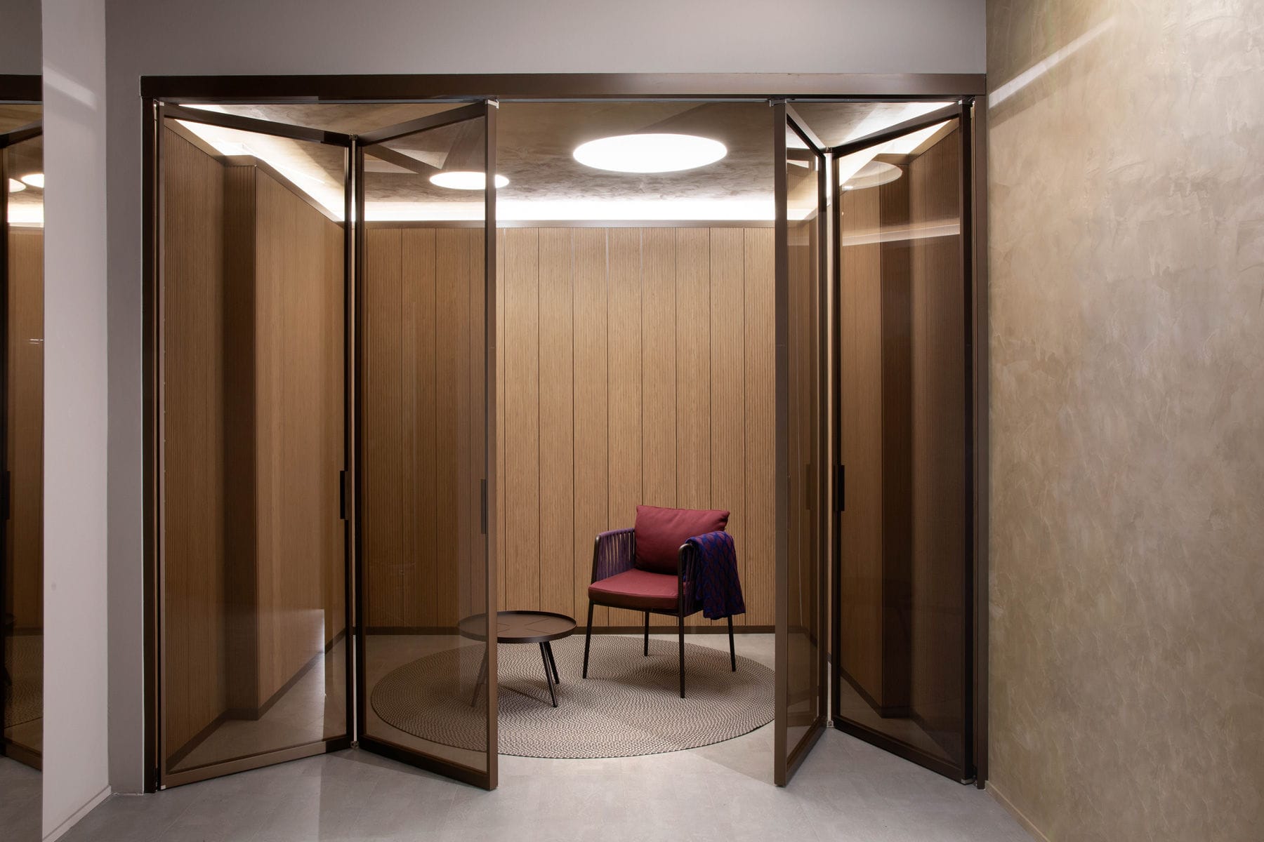 Fixed partition - CONTINUUM ARK - TreP Srl - wooden / aluminum / commercial