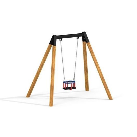 Children's swing - 11102 - Lars Laj - stainless steel / larch / powder ...