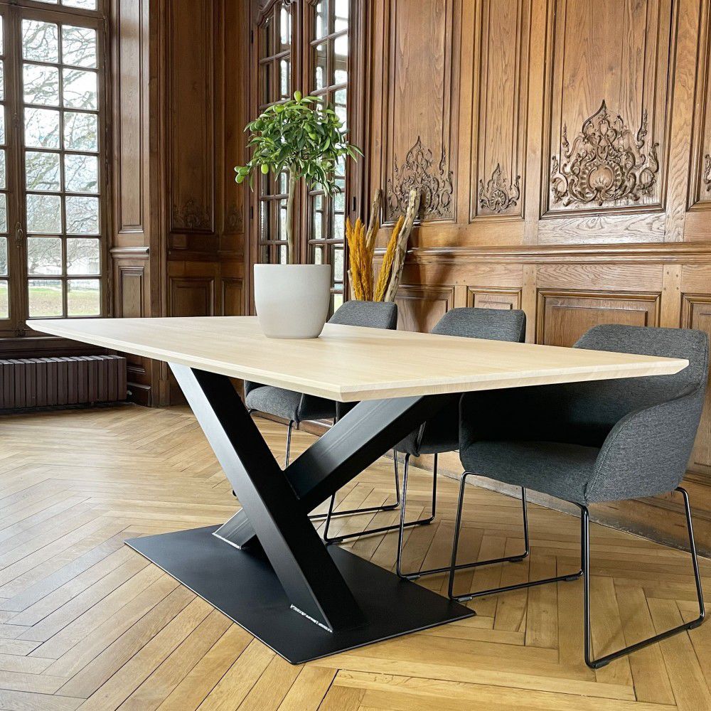 Contemporary dining table - CHARLES - Brût - beech / powder-coated ...