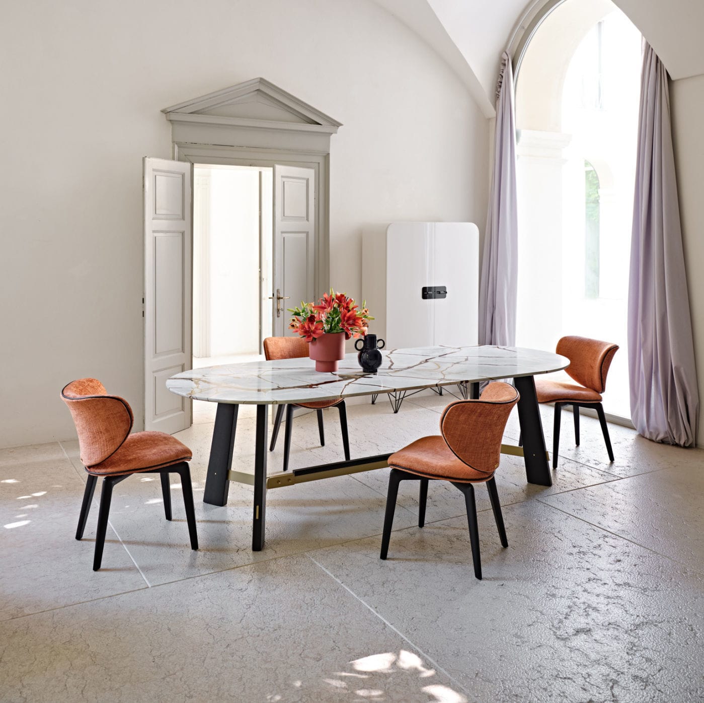 Contemporary dining table - Medison - Black Tie - marble / ash base ...