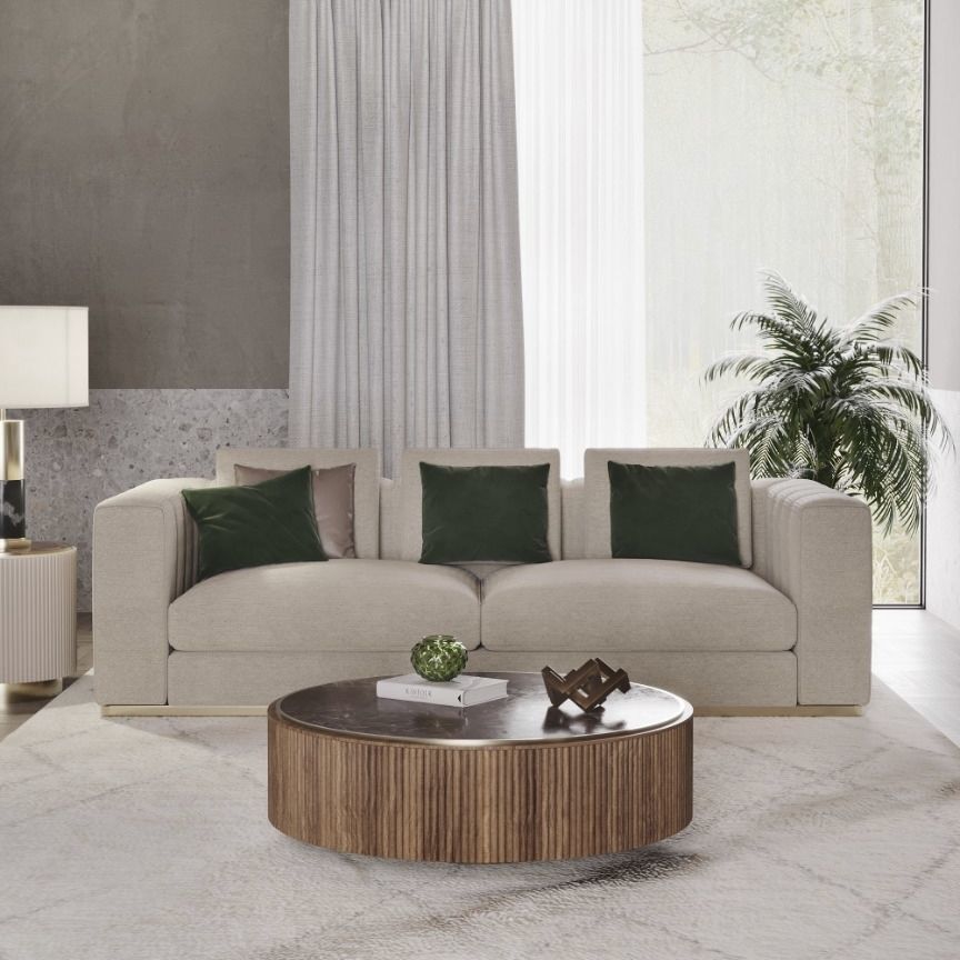 Contemporary coffee table - plum - Ana Roque - wooden / metal / marble