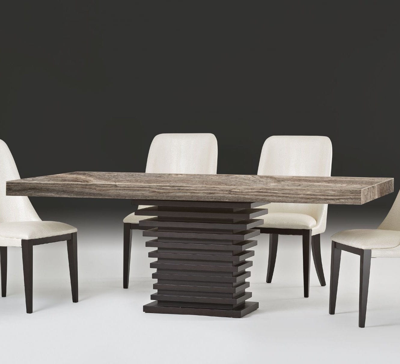 Contemporary dining table - ARK - Stone International - natural stone / wenge base / rectangular