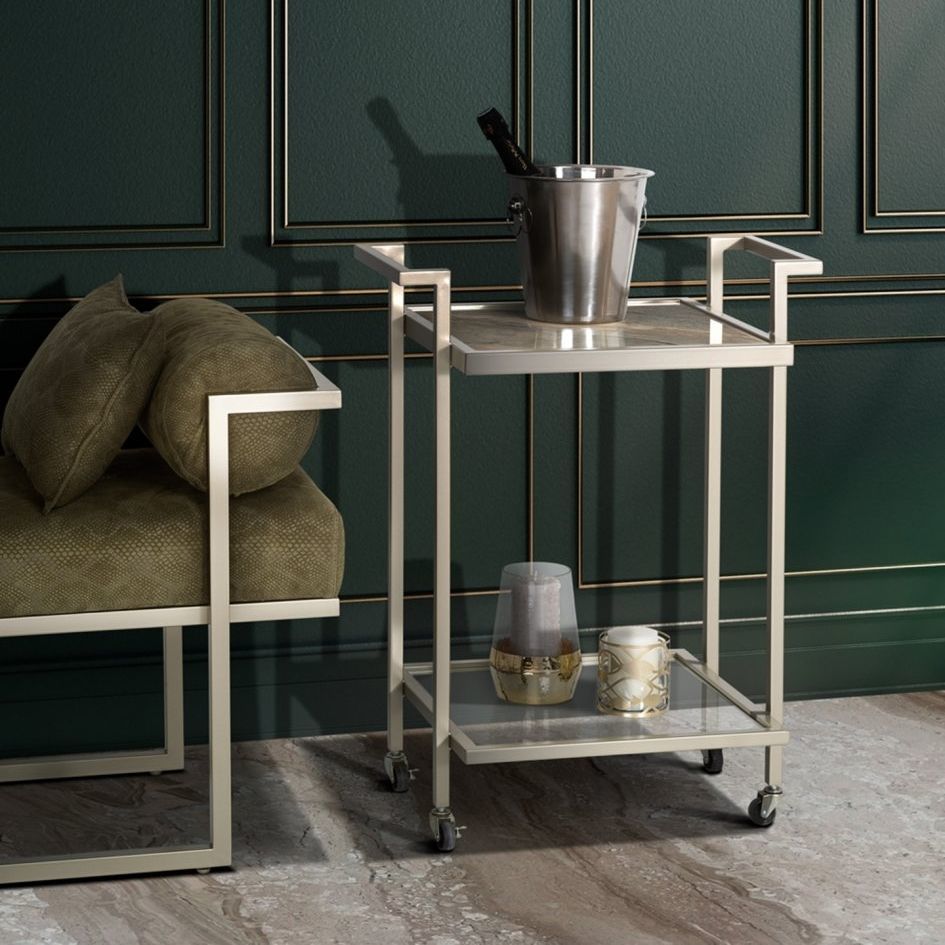 Home service trolley - BILLY - Stone International - metal / marble