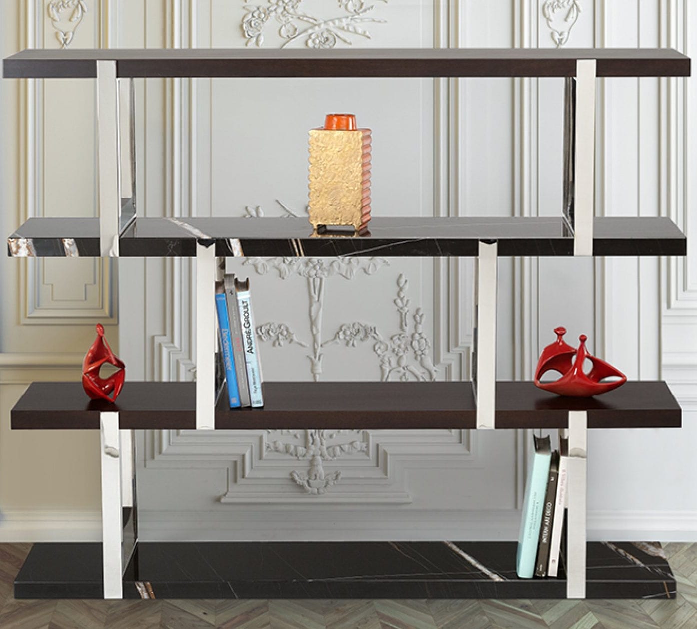 Contemporary shelf - ELBA - Stone International - wooden / metal / stone