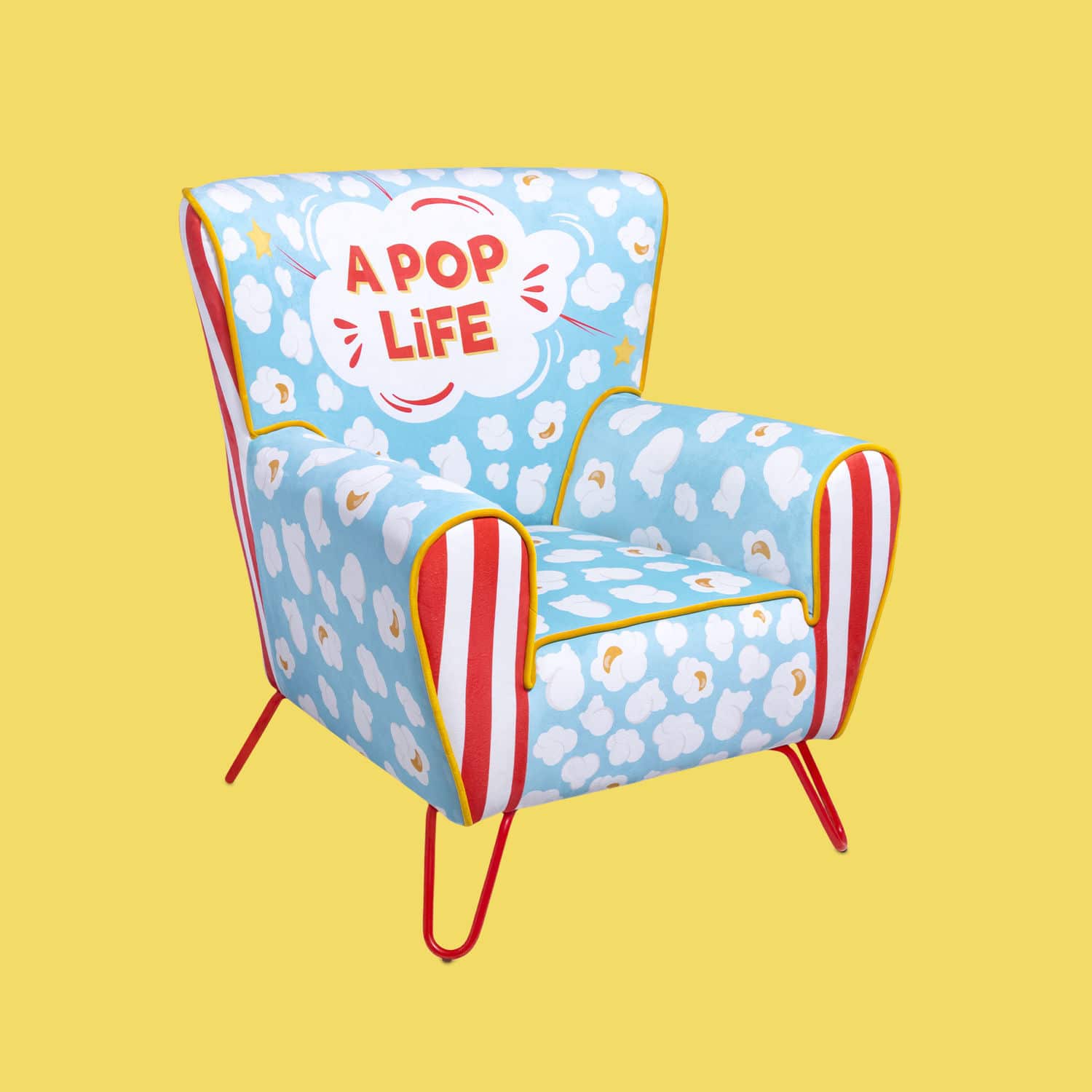 Contemporary armchair - A POP LIFE - THE POP LABEL - velvet / beech / blue