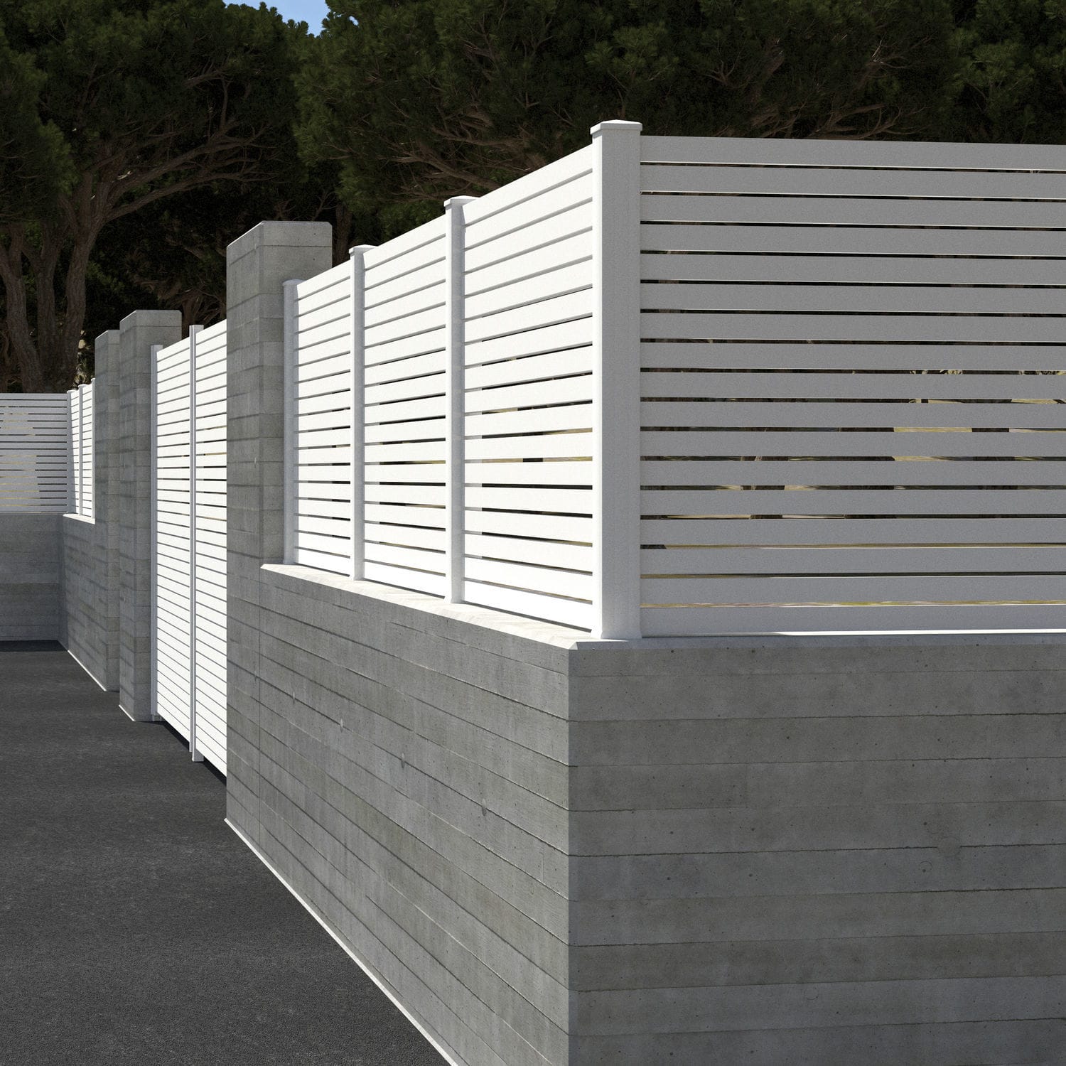 Louvered fence - Hermes - Modular Signs S.L. - residential / PVC / straight