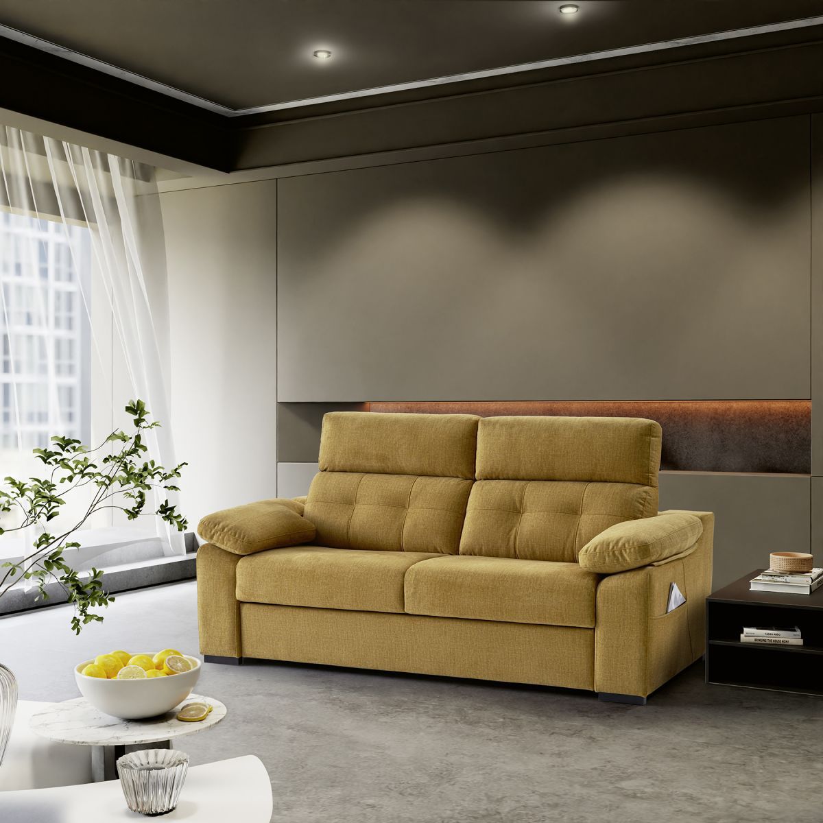 Sofa bed - OTTO - Mopal Tapizados S.L. - contemporary / yellow / fabric