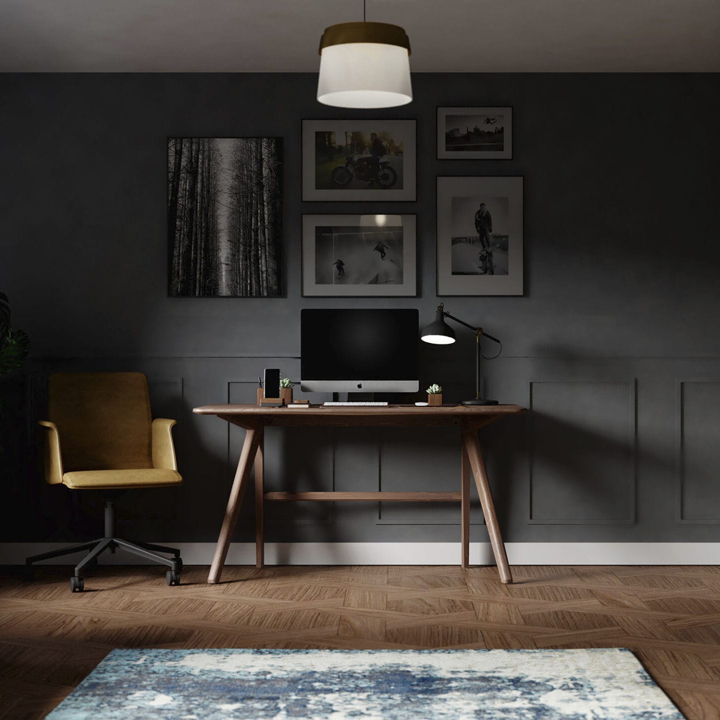 Desk with post - VANTAGE - WILLIAM HANDS - minimalist / oak / straight