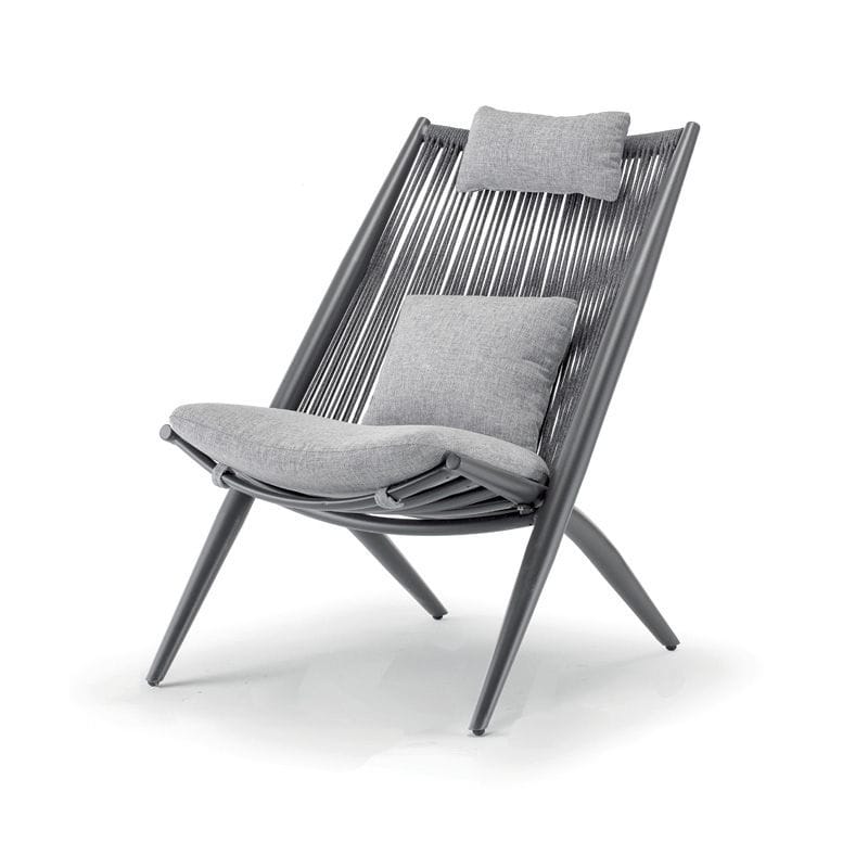 Contemporary lounge chair - BAHZA LOUNGE CHAIR - GRATTONI S.R.L. - acrylic fabric / aluminum / rope