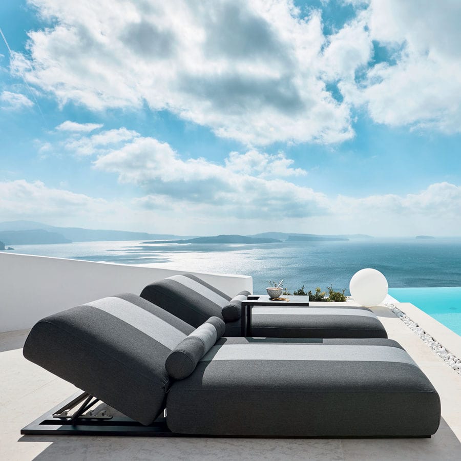 Contemporary sun lounger - JOY - GRATTONI S.R.L. - Sunbrella® / aluminum / commercial