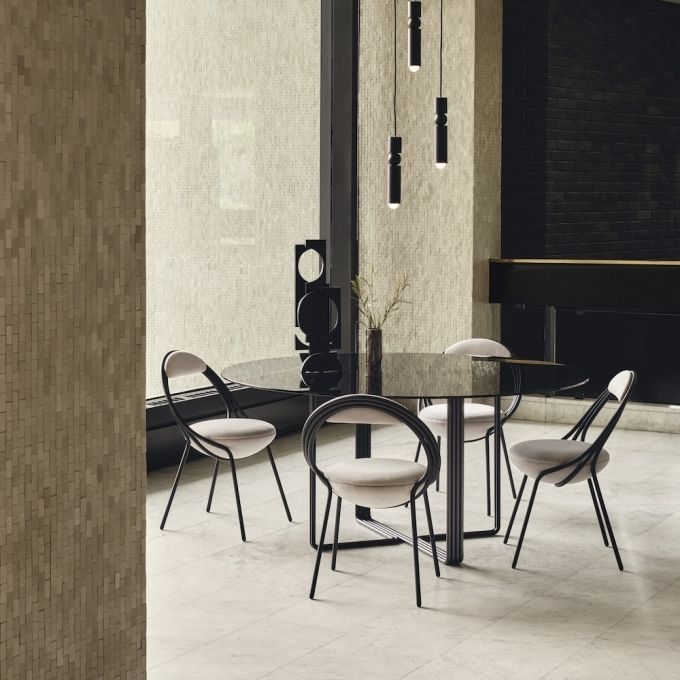 Contemporary dining table - MUSICO - Lee Broom - tempered glass ...