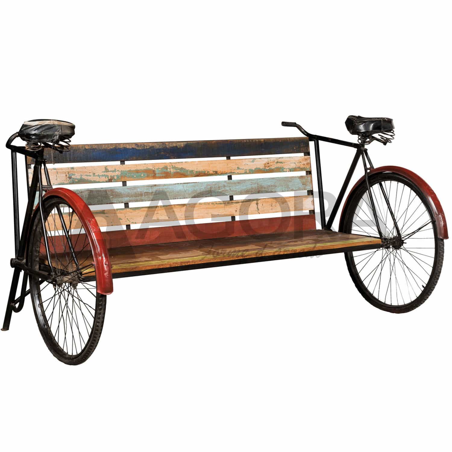 Original design bench - BIKE - AGORA' SRL - solid wood / painted metal ...