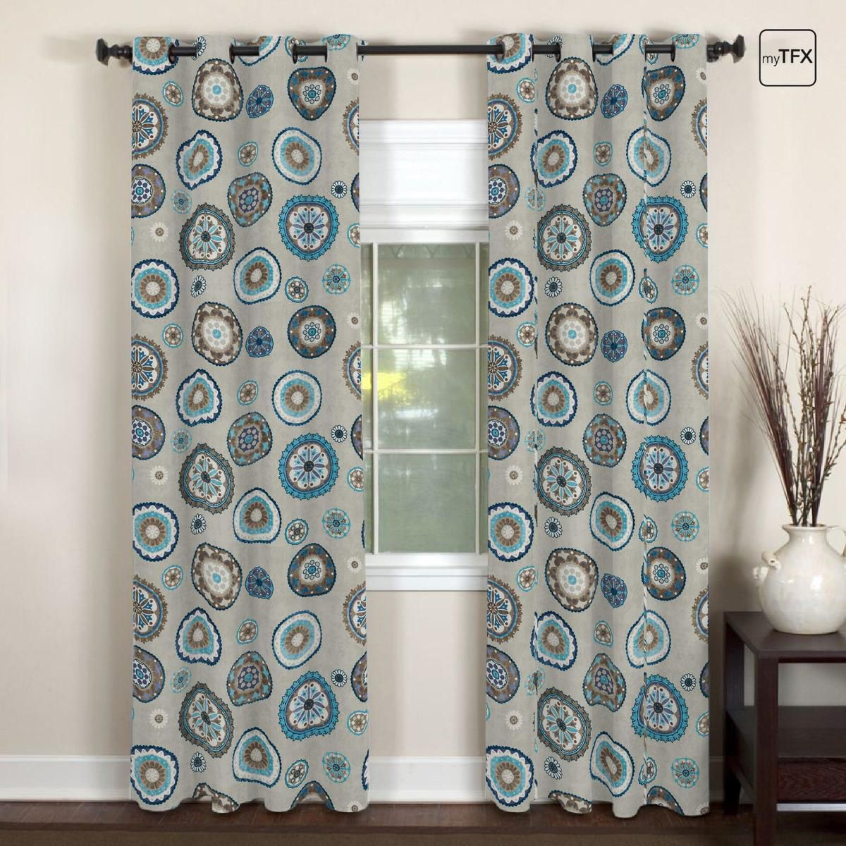 Patterned curtain - MANDALA - SONOLYS - eyelet / polyester